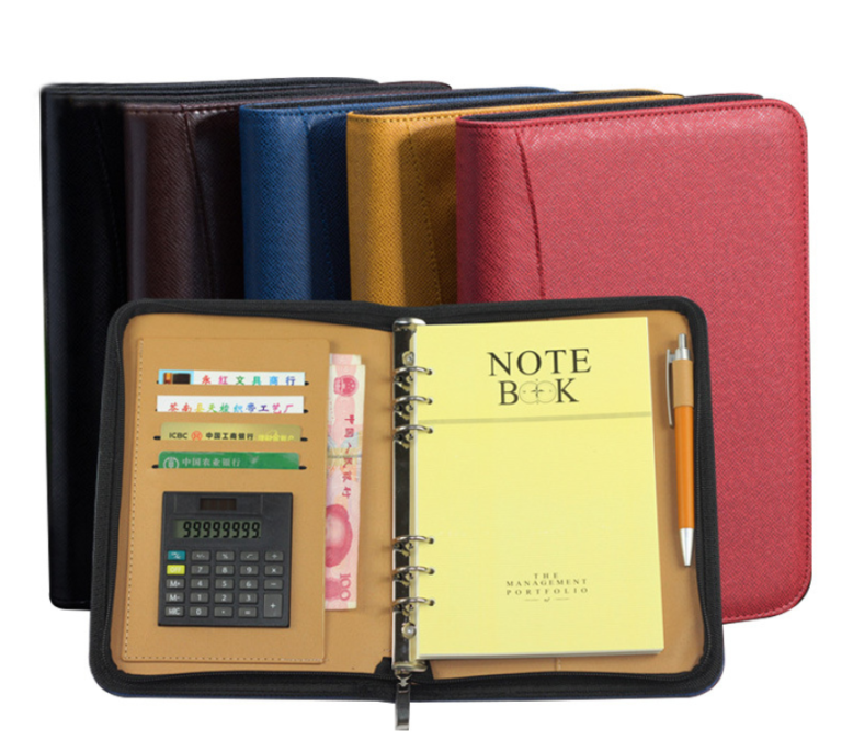 Zipper notebook customization with calculator